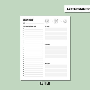 Brain Dump Printable Template With Minimalist Design to Help You Do ...