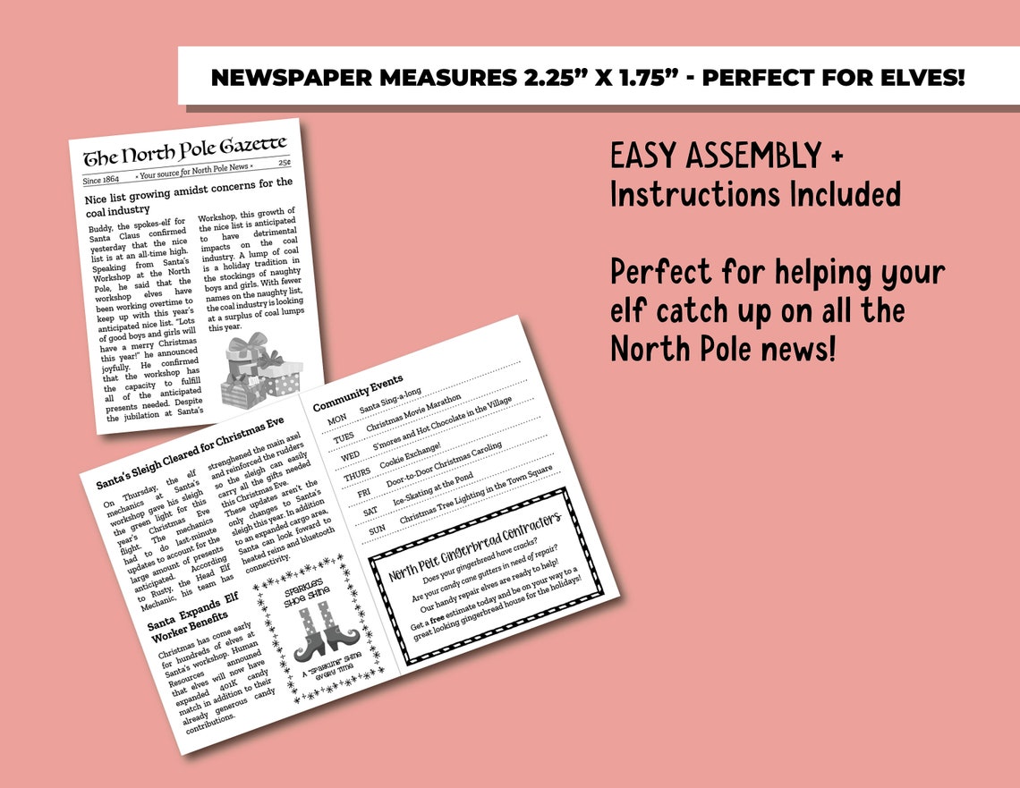 Mini Newspaper for Elf Easy Elf Activity Elf Newspaper From - Etsy