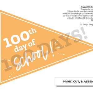 100th Day of School Printable Pennant Flags for Classroom Celebration ...