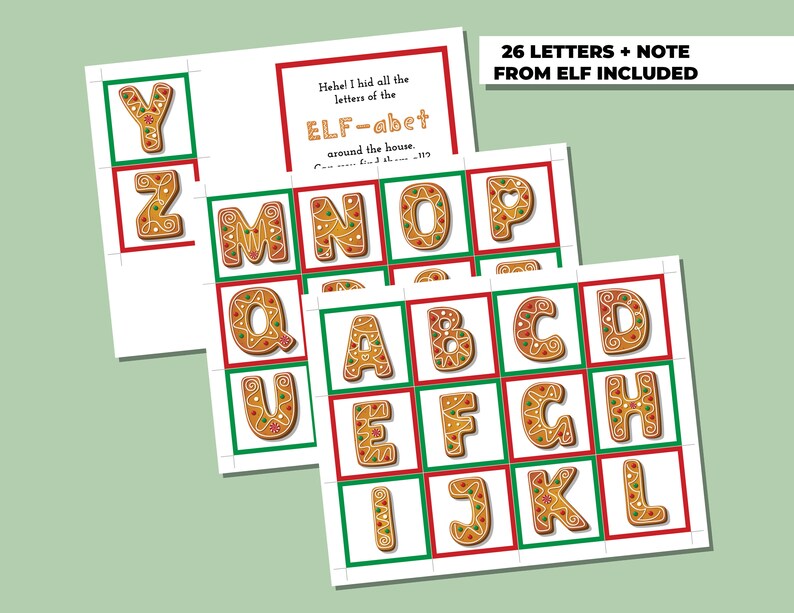 Elf-abet Scavenger Hunt for Your Holiday Elf, Quick Props for Your Elf ...