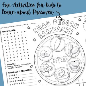Passover Seder Plate Activity, Printable Passover Placemat for Seder ...