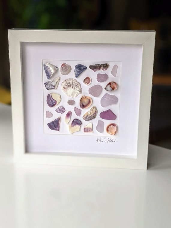 Genuine Beach Glass Sea Glass Sea Shells Purple Shadowbox - Etsy