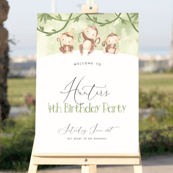 Safari Monkey Welcome Sign - Etsy