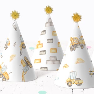 Construction Party Hat Template. Construction Birthday Party - Etsy