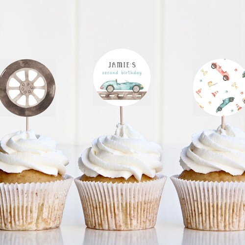 Race Car Toppers EDITABLE Printable Two Fast Cupcake Toppers - Etsy