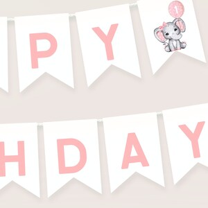 Elephant Happy Birthday Banner Template. Editable Elephant 1st Birthday ...
