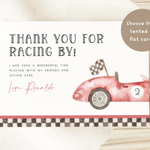 Two Fast Race Car Thank You Card Template, Vintage Race Car 2nd ...