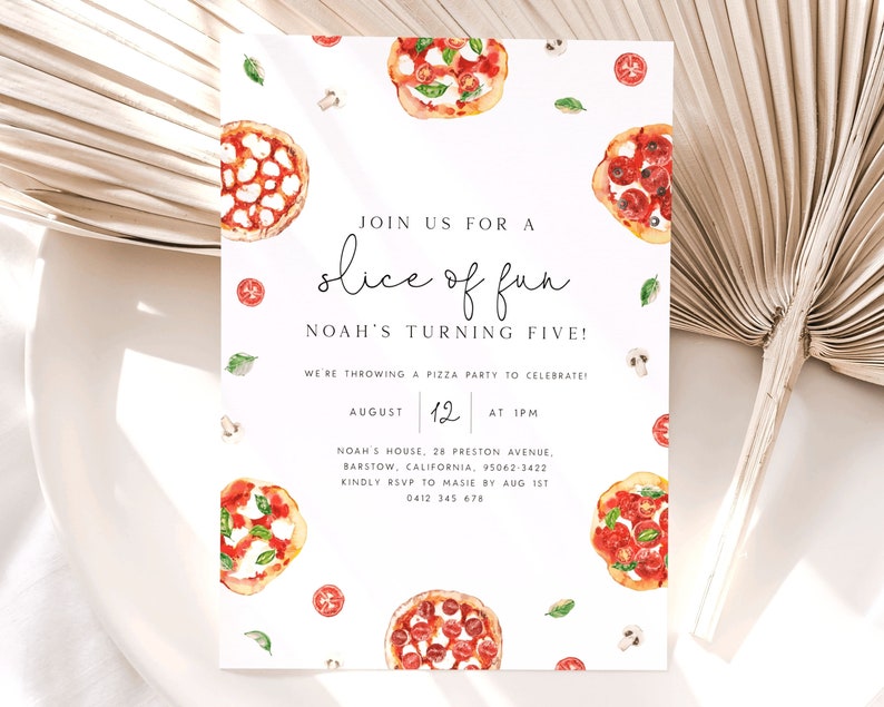 Pizza Party Birthday Invitation Editable Template Pizza Party ...