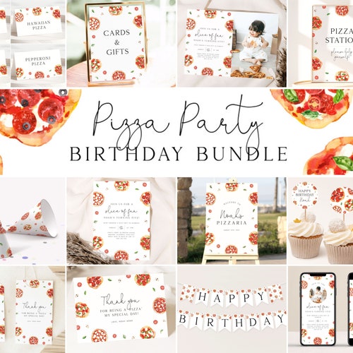 Pizza Party Birthday Invitation Editable Template Pizza Party - Etsy
