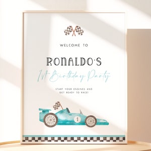 Fast One Race Car Welcome Sign Template. Vintage Race Car Welcome ...