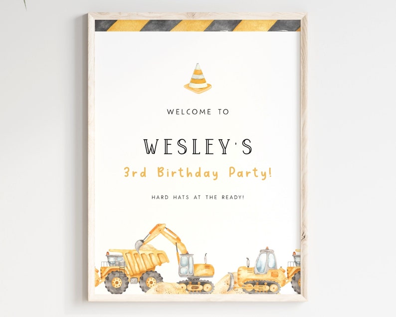 Construction Welcome Sign Template. Construction Party Welcome - Etsy