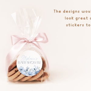 Dusty Blue Baby Shower Cupcake Toppers Boy. Blue Floral Baby Shower ...