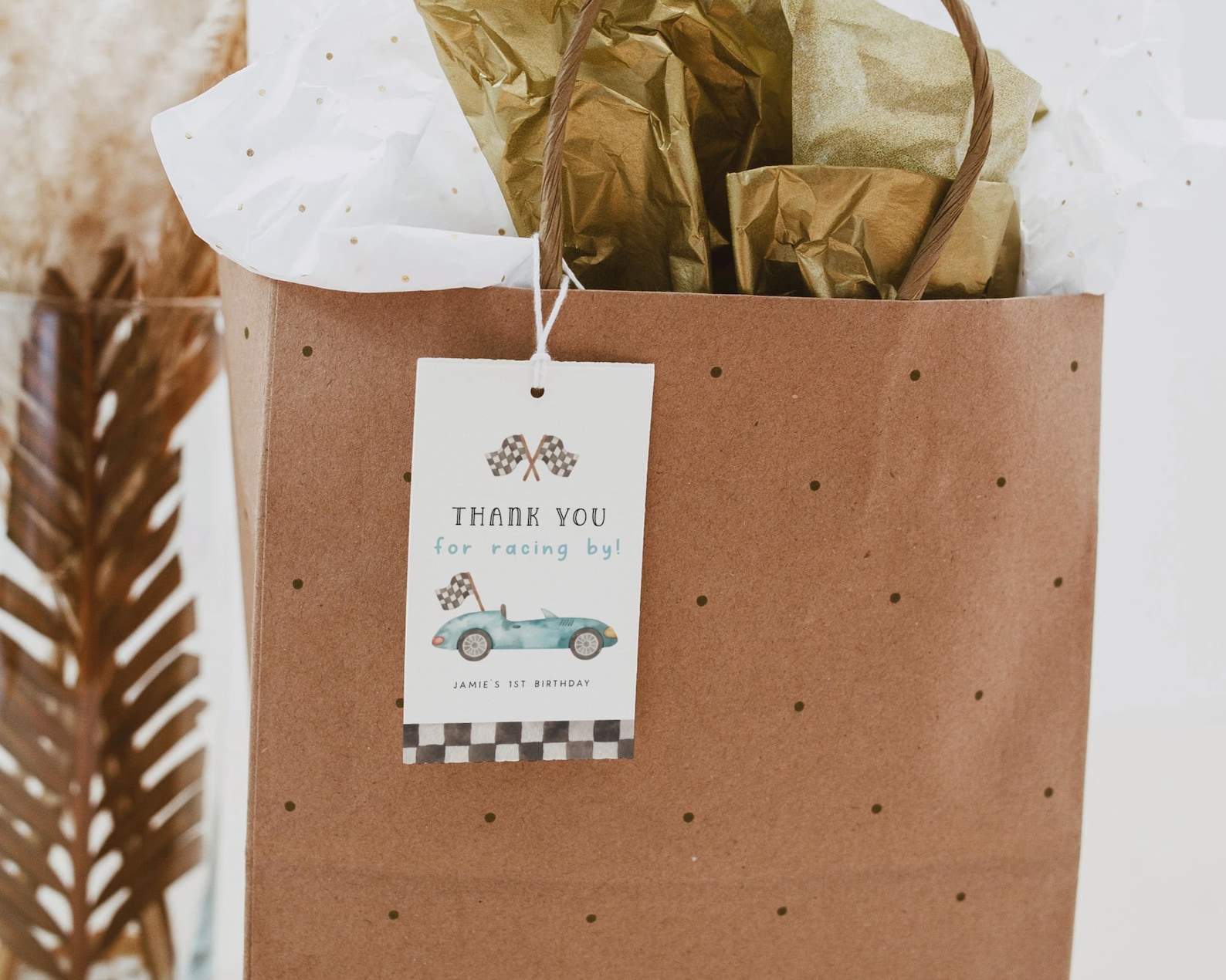 Two Fast Race Car Second Birthday Thank You Tag Template, Vintage Race ...