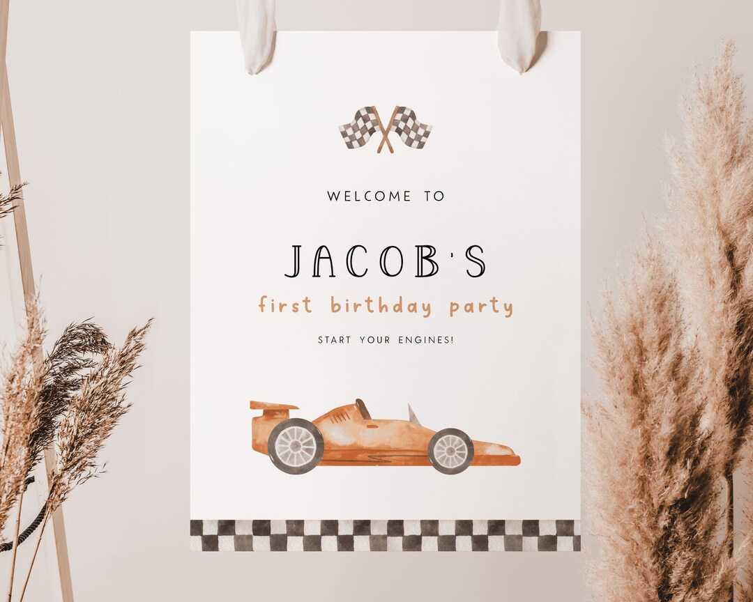 Fast One Race Car Welcome Sign Template. Vintage Race Car Welcome ...