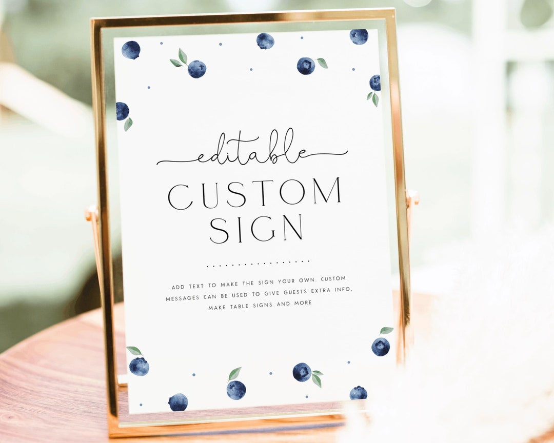 Blueberry Custom Sign Template. Berry First Birthday Berry Sweet ...