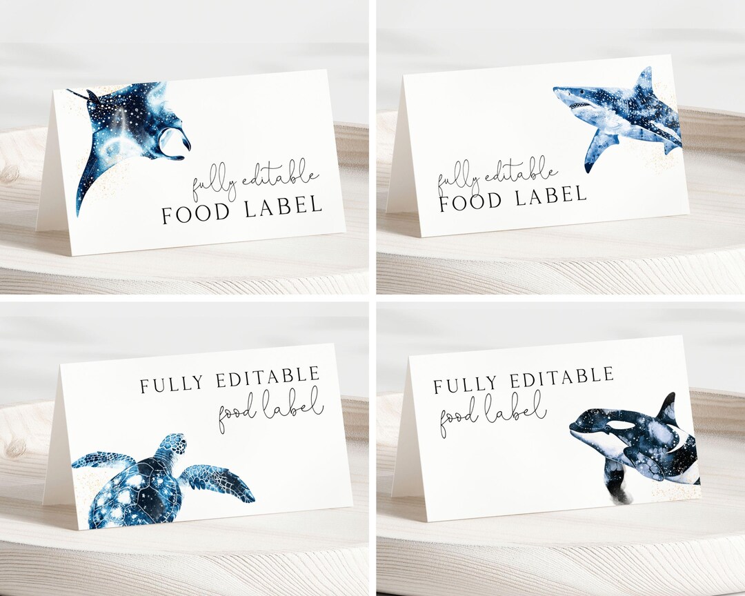 Under the Sea Food Labels Template. Oceanic Sea Animals Birthday Food ...