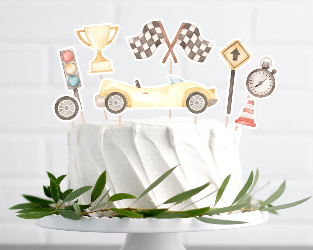 Cake Topper Get Into Gear Race Car 3rd Birthday. Cake Topper Race Car ...