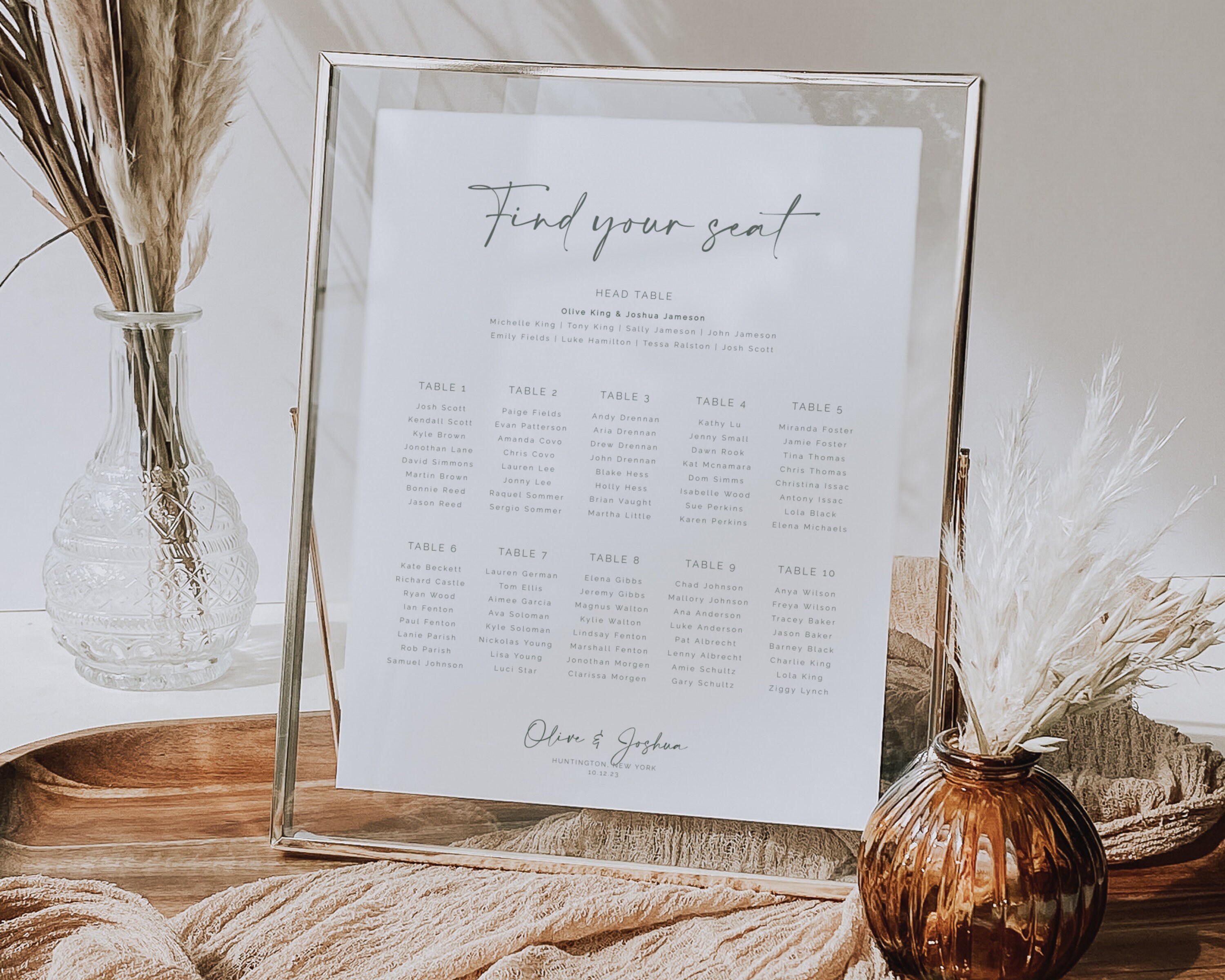 Sage Green Wedding Seating Chart Template. Editable Printable Seating ...