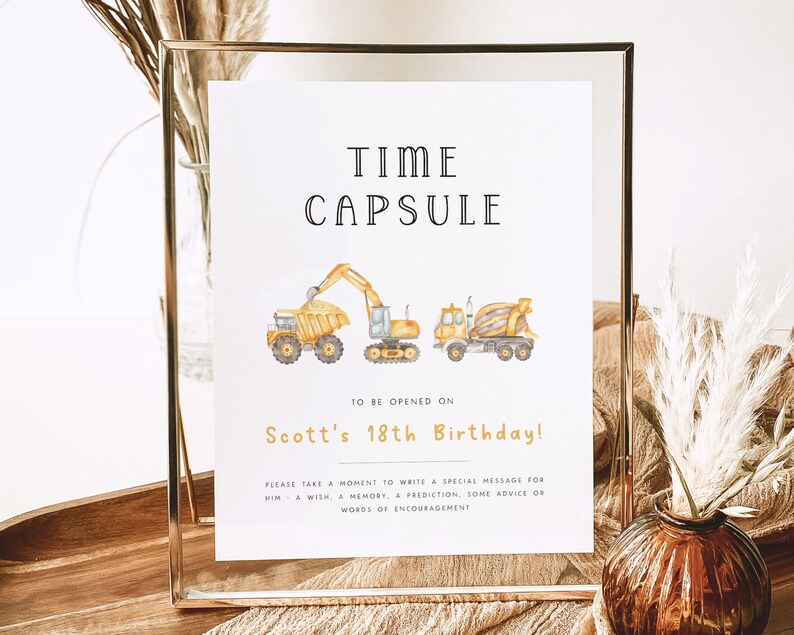 Construction Time Capsule Template. 1st Birthday Time Capsule - Etsy
