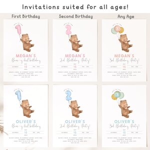 Bear 1st Birthday Milestone Sign Editable Template Beary First Birthday ...