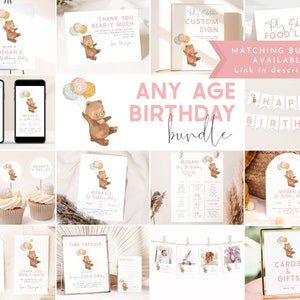 Bear Birthday Thank You Tag Editable Beary 3rd Birthday Thank You Tag ...