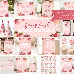 Berry Sweet First Birthday Photo Banner for Girls. Strawberry 1st Year ...