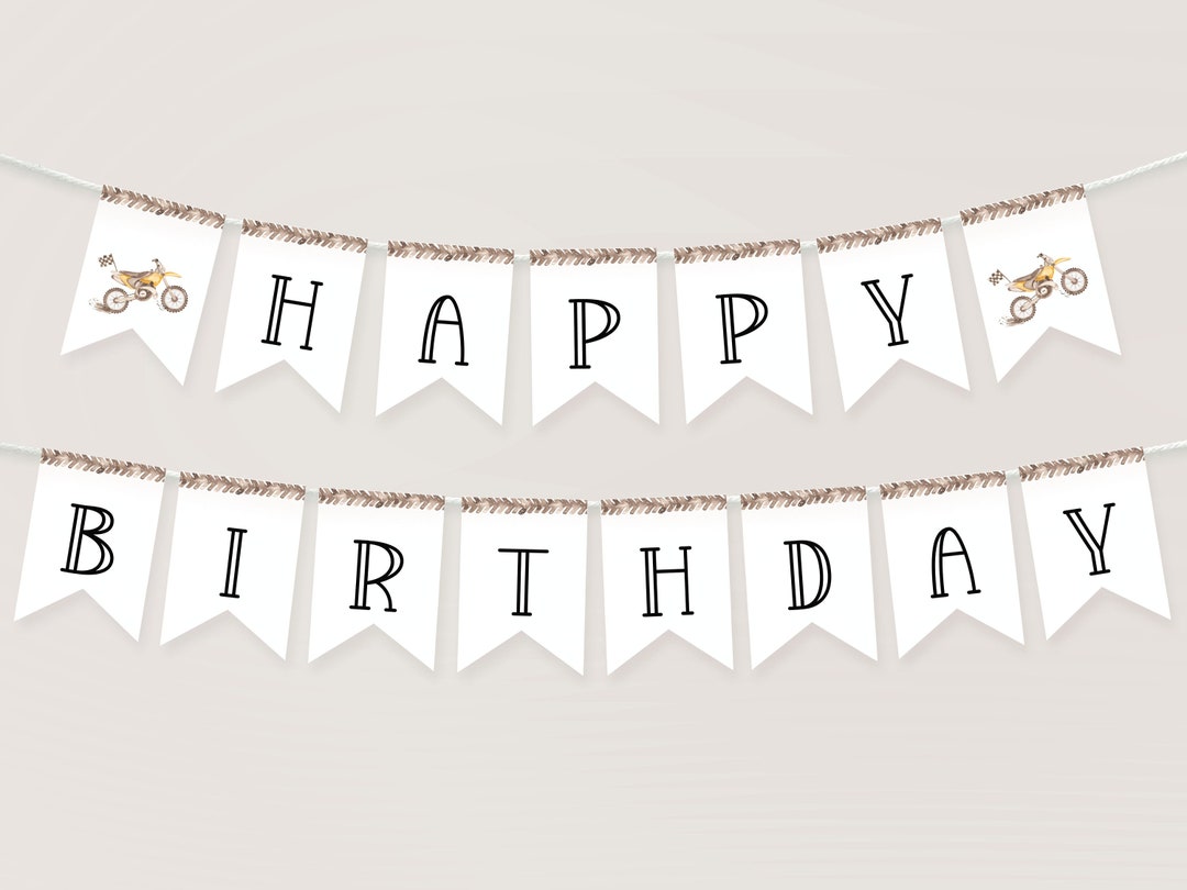 Fast One Dirt Bike Happy Birthday Banner Template. Dirt Bike Banner ...