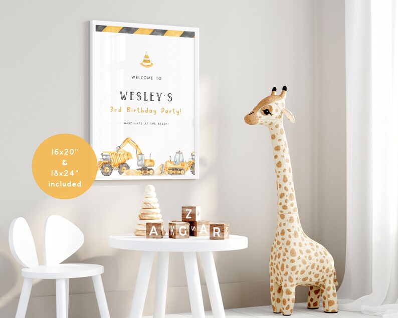 Construction Welcome Sign Template. Construction Party Welcome - Etsy