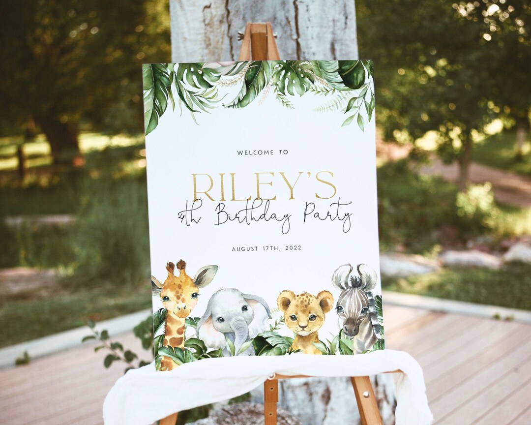 Four Ever Wild Welcome Sign Template. Editable Safari Jungle 4th ...
