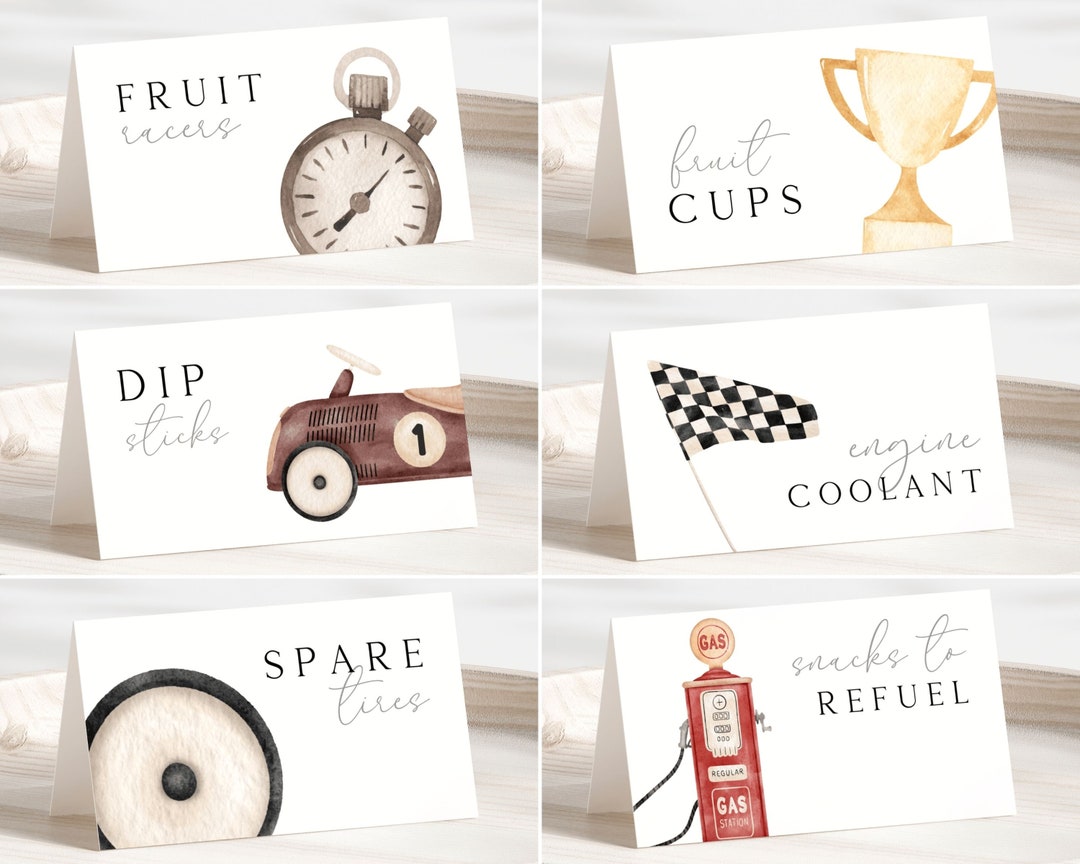 Fast One Race Car Food Labels 1st Birthday Template. First Birthday ...