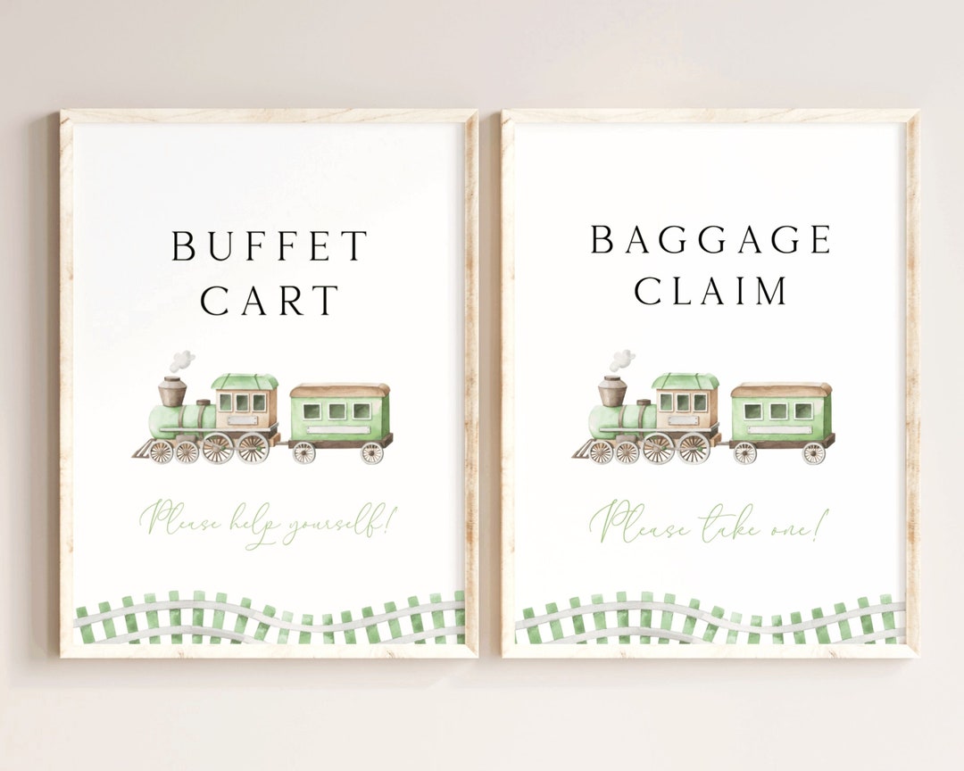 Editable Train Birthday Custom Sign Template. Buffet Cart Baggage Claim ...