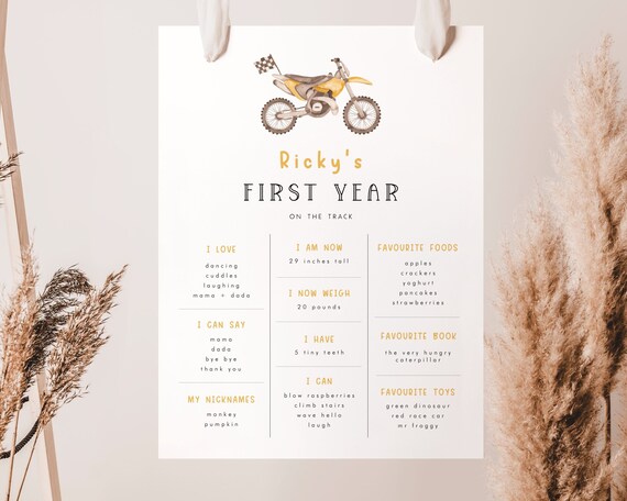 Fast One Dirt Bike Milestone Board Template. Fast One - Etsy