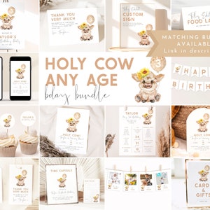 Cow Happy Birthday Banner Template Editable Cow Birthday Garland ...