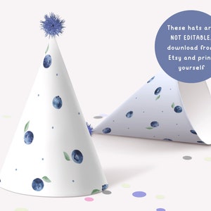 Blueberry Party Hat Template. Berry First Birthday Party Hat Berry ...