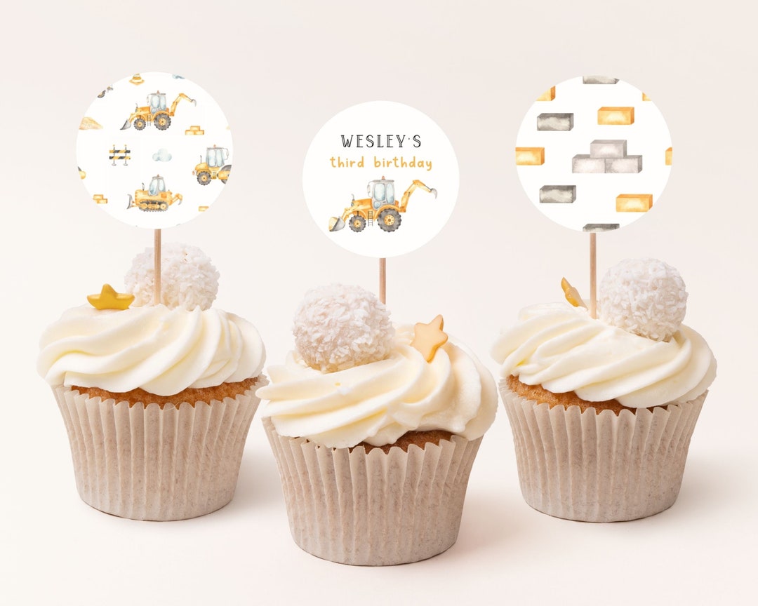 Construction Cupcake Toppers Template. Construction Party 3rd Birthday ...