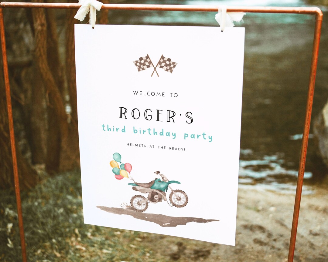 Dirt Bike Welcome Sign Template. Dirt Bike Welcome Poster 3rd Birthday ...