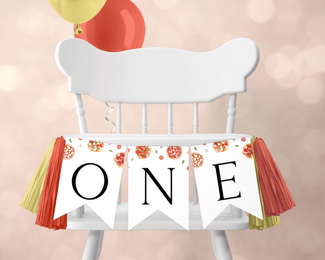 Pizza Party Highchair Banner Editable Template Pizza Highchair Banner ...