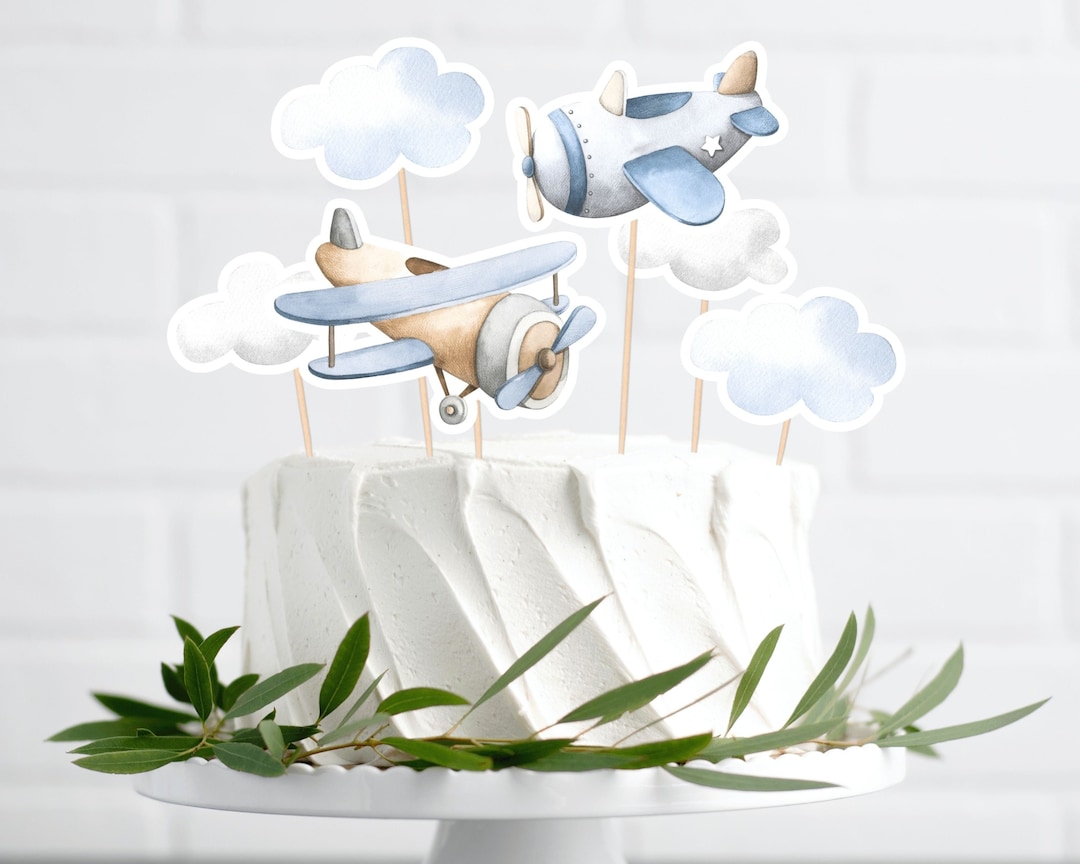 Printable Airplane Cake Topper Birthday Party Decor. Airplane Birthday ...