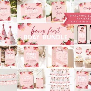 Strawberry Food Labels Template. Berry First Birthday Food Label Cards ...