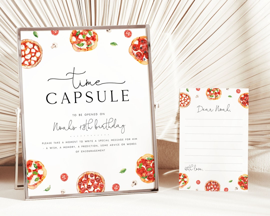 Pizza Party Time Capsule Editable Template Pizza 1st Birthday Time ...