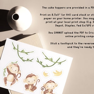 Monkey Cake Topper Instant Download, Monkey Birthday Cake Topper Party ...
