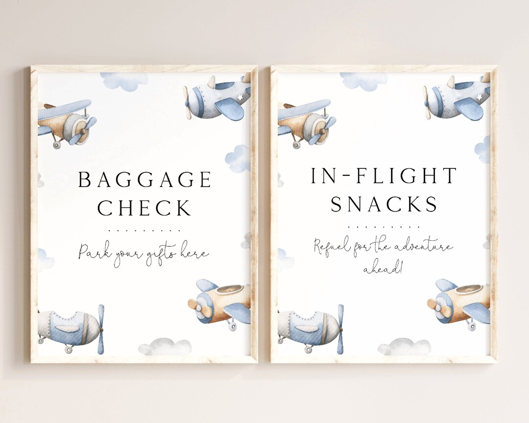 Editable Airplane Birthday Custom Sign Template. Baggage Check Snacks ...