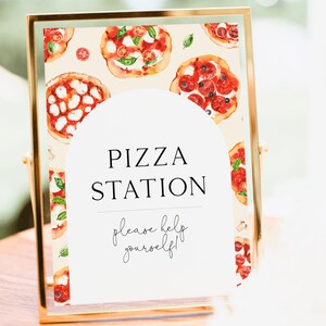 Pizza Party Birthday Sign Pizza Station Sign Editable Template Cards ...