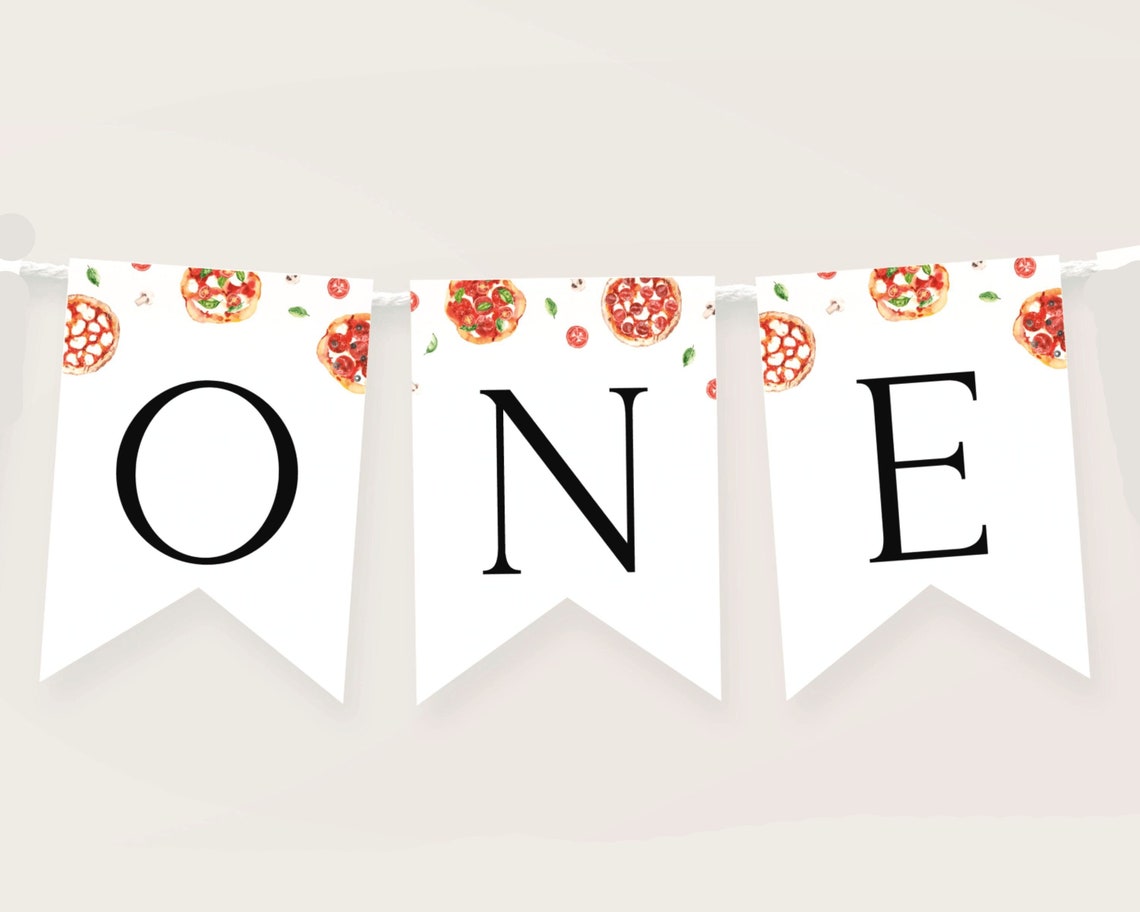Pizza Party Highchair Banner Editable Template Pizza Highchair Banner ...