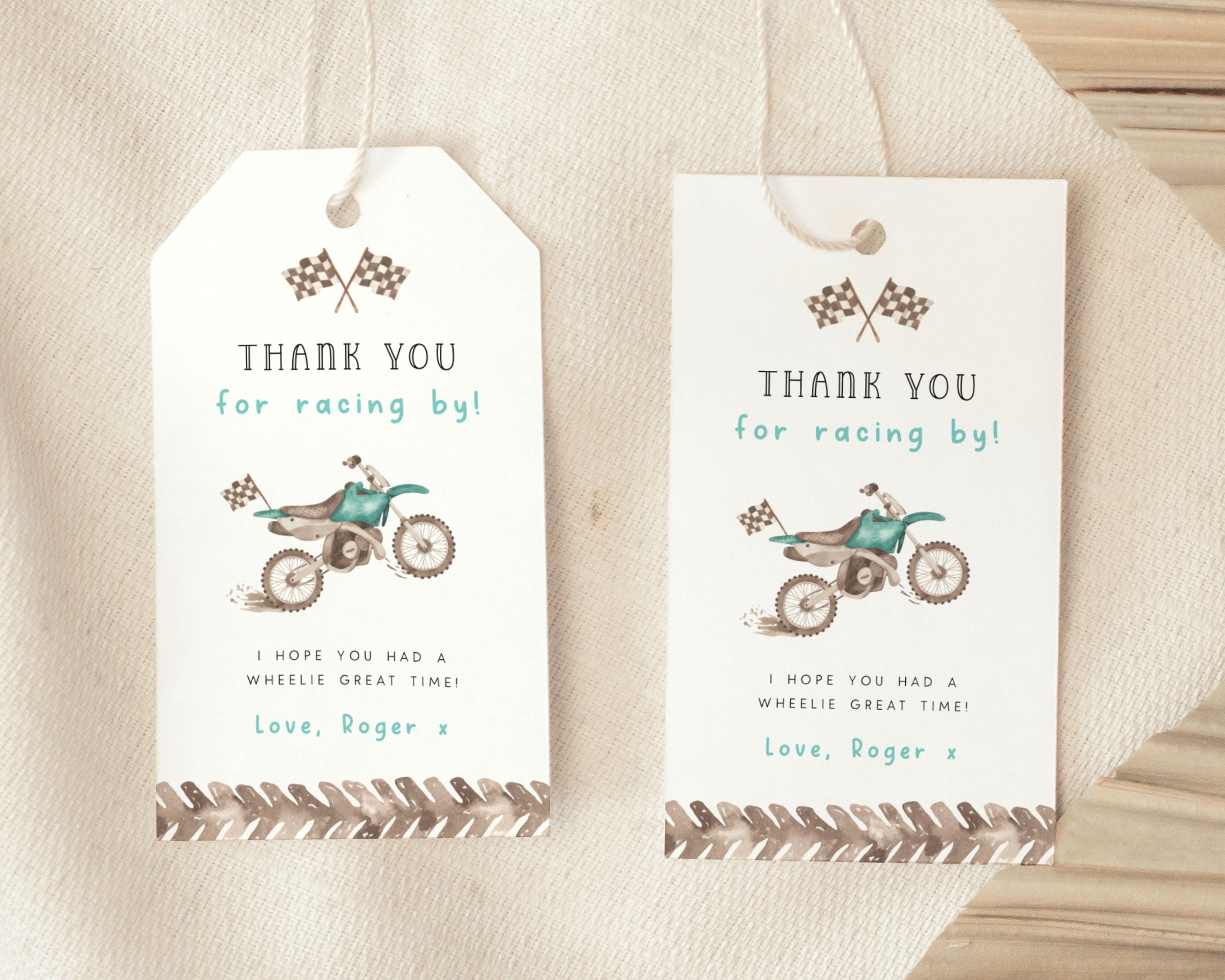 Dirt Bike Thank You Tag Template, Dirt Bike 3rd Birthday Boy Any Age ...
