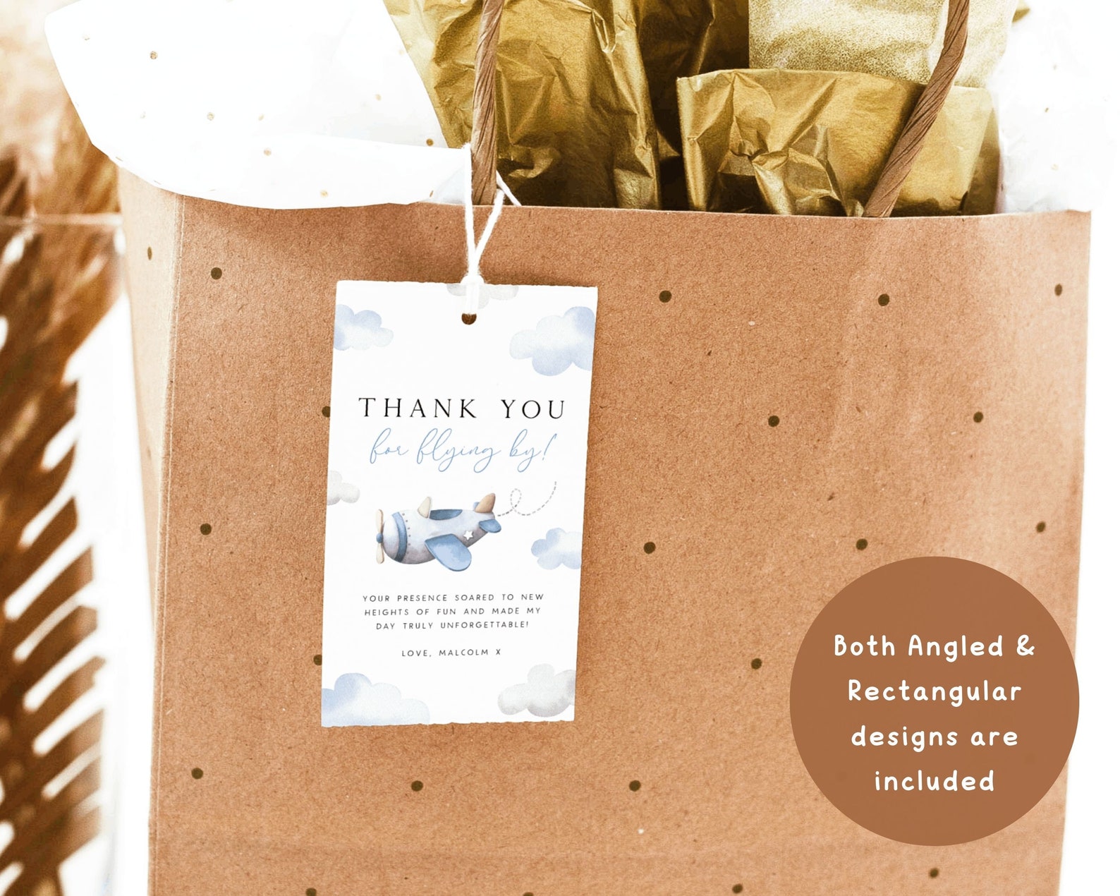Airplane Birthday Thank You Tag Template. Editable Airplane 1st ...