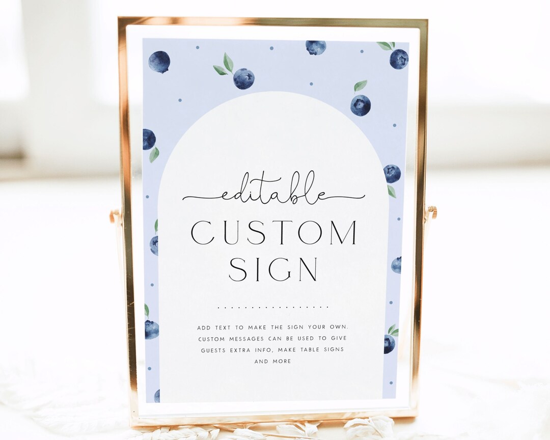 Blueberry Custom Sign Template. Berry First Birthday Berry Sweet ...