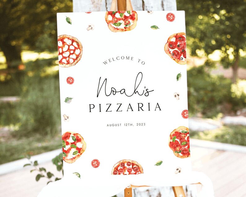 Pizza Party Welcome Sign Editable Template Pizza Party Birthday Welcome ...