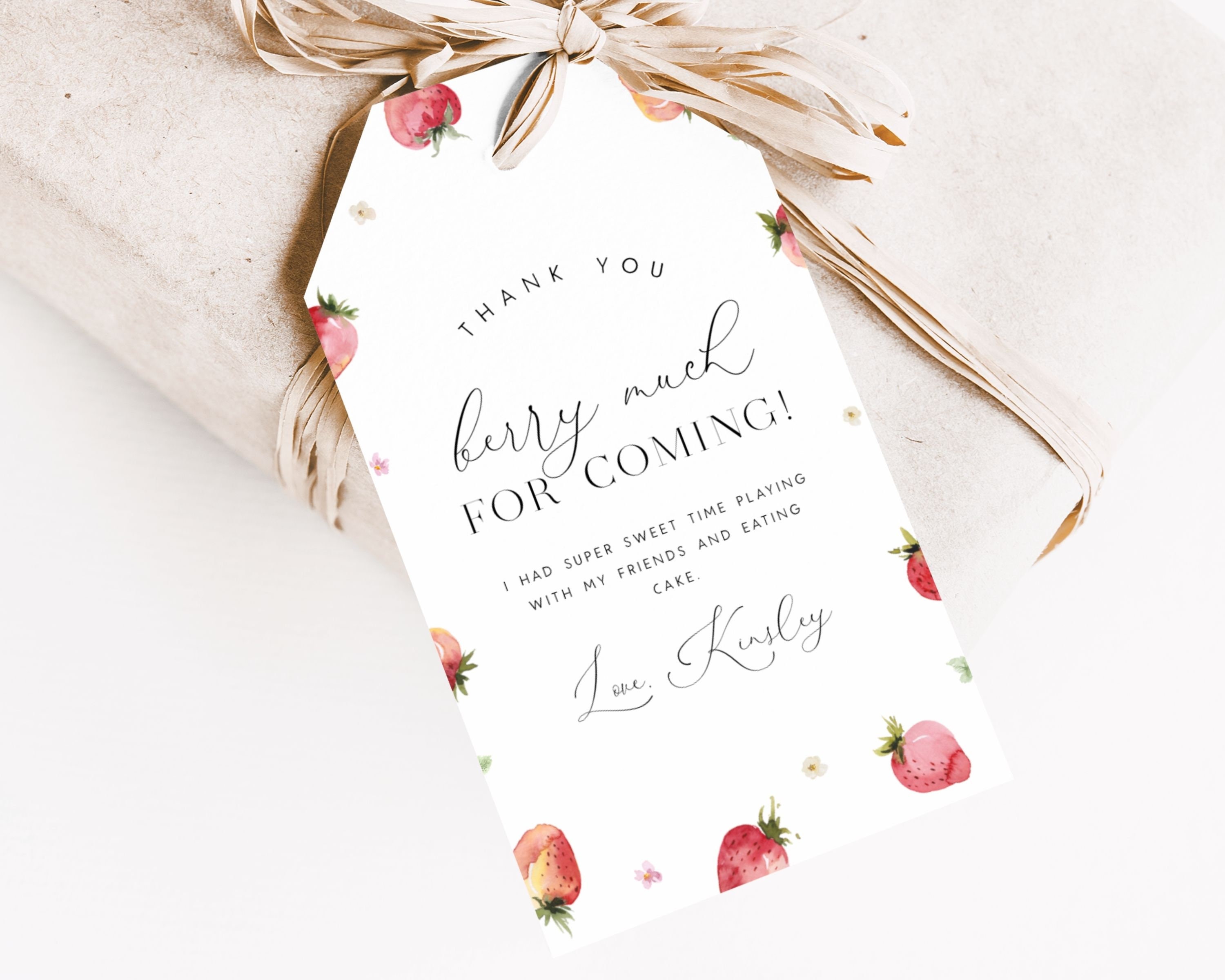 Berry First Birthday Thank You Tag Template. Strawberry Thank You Tag ...