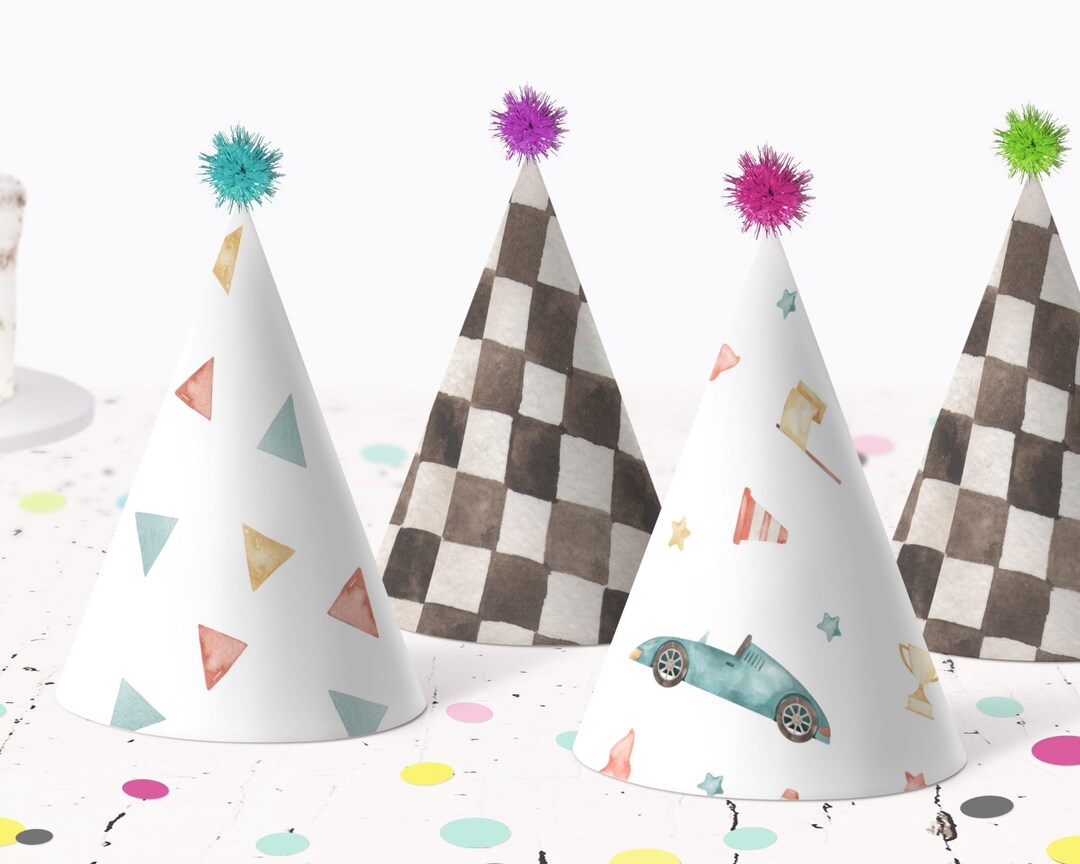 Race Car Party Hat Birthday Party Hat Decor. Two Fast Race Car ...